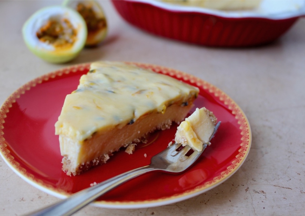 Granadilla Tart (Biscuit, Custard & Yoghurt Layers) ~ DeLishas Food